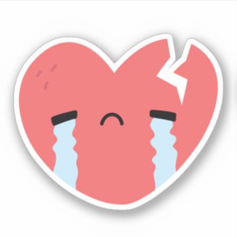 Sad Crying Broken Heart Face Emoji Sticker | Zazzle