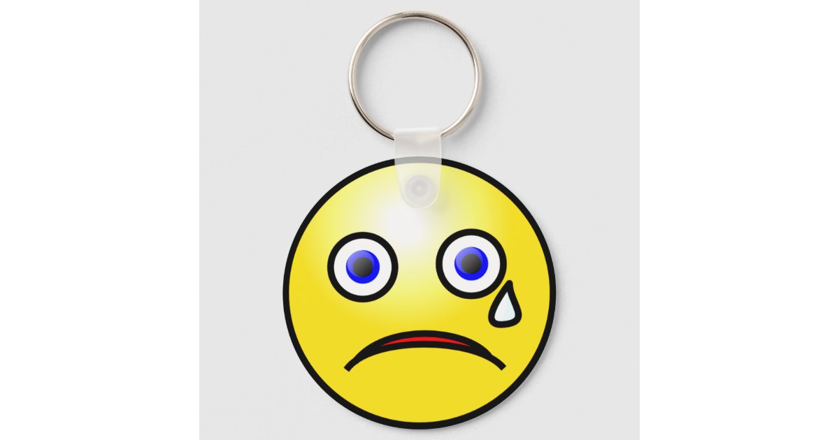 Sad Crying Face Keychain | Zazzle
