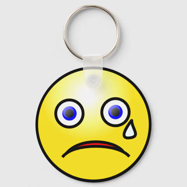 Sad Crying Face Keychain | Zazzle