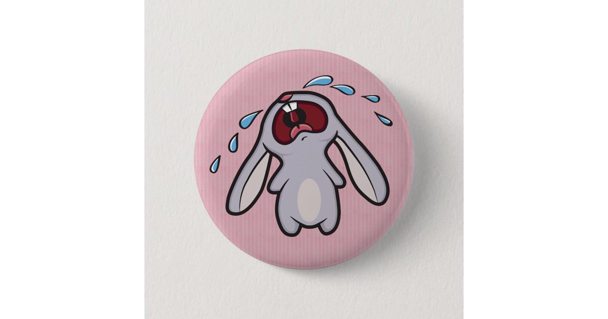 Sad Crying Rabbit | Bawling Bunny Pinback Button | Zazzle