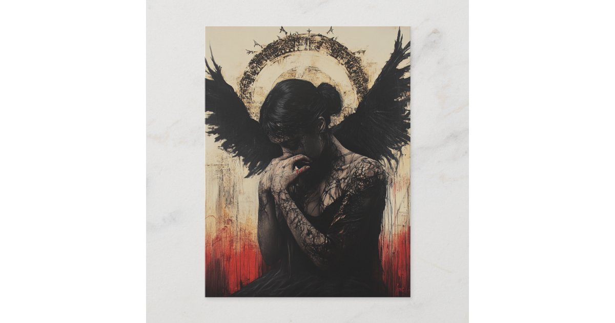 Sad Dark Angel Fantasy Postcard | Zazzle