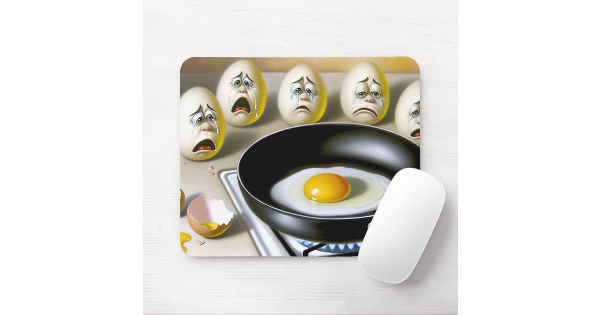 Sad Eggs Watching Egg In Frying Pan Mouse Pad | Zazzle
