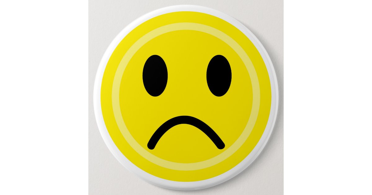 Sad emoticon pinback button | Zazzle