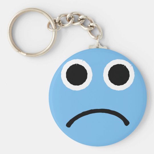 Sad Face Blue Frowning Emoticon Emoji Keychain | Zazzle.com
