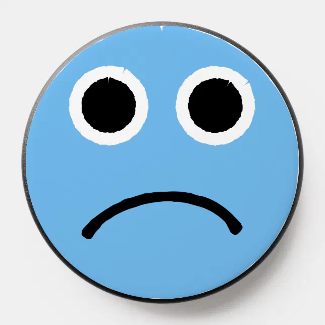 Sad Face Blue Frowning Emoticon Emoji PopSocket | Zazzle