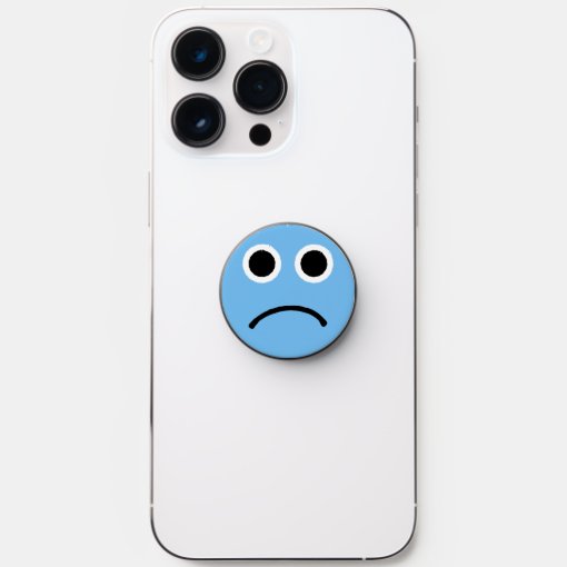 Sad Face Blue Frowning Emoticon Emoji PopSocket | Zazzle