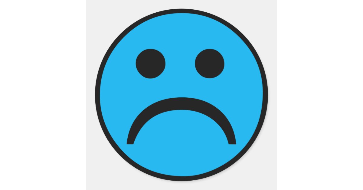 Sad face classic round sticker | Zazzle