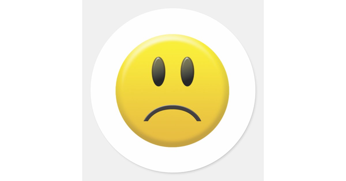 Sad Face Classic Round Sticker | Zazzle.com