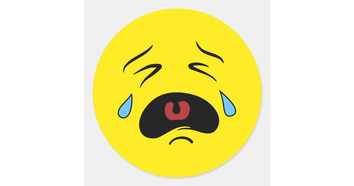 Sad Face Emoji Classic Round Sticker | Zazzle