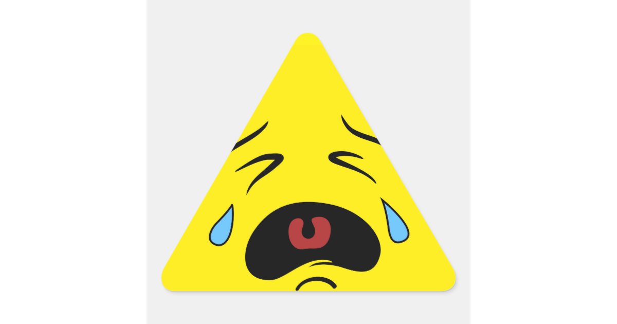 Sad Face Emoji Triangle Sticker | Zazzle
