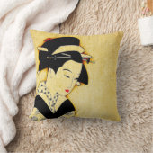 Sad Geisha Soft Yellow Throw Pillow | Zazzle
