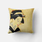 Sad Geisha Soft Yellow Throw Pillow | Zazzle