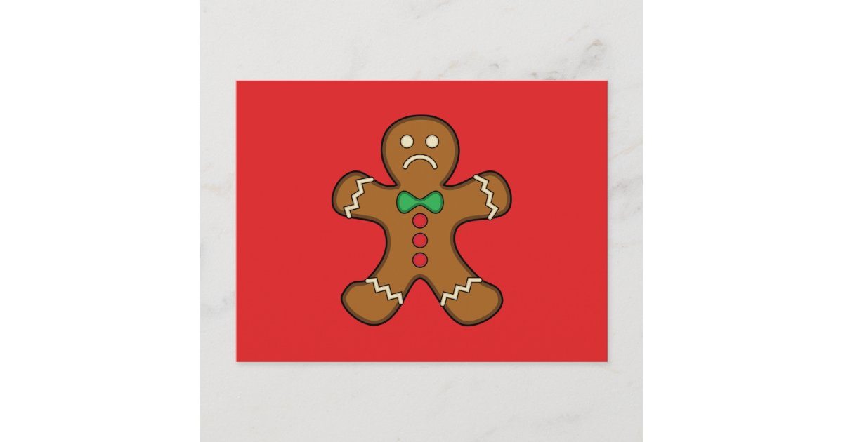 Sad Gingerbread Man Holiday Postcard | Zazzle