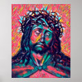 Sad Jesus Christ Face Thorn Crown Abstract art Poster | Zazzle