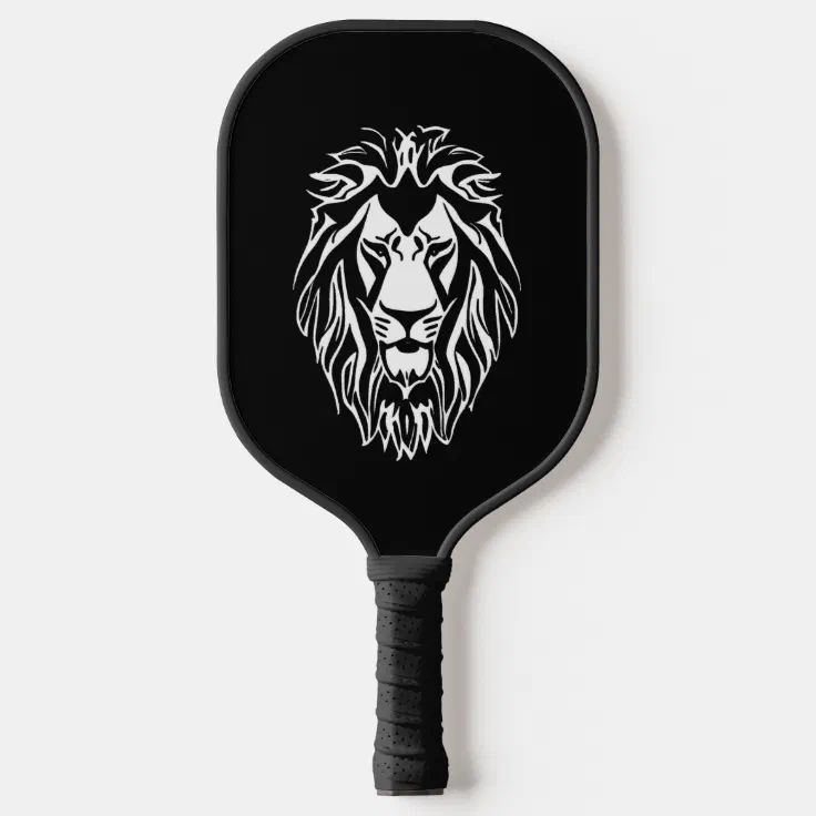 Sad lion black and white decal pickleball paddle | Zazzle