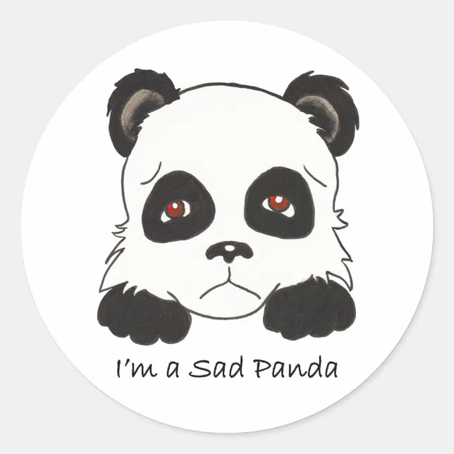 Sad Panda Classic Round Sticker | Zazzle