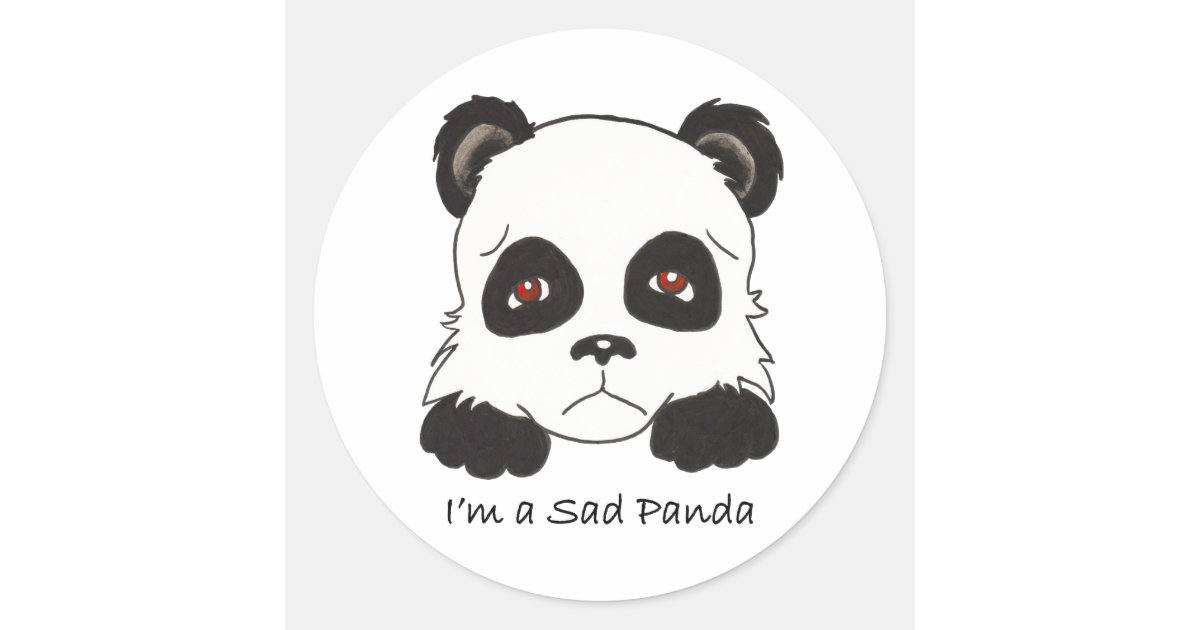 Sad Panda Classic Round Sticker | Zazzle