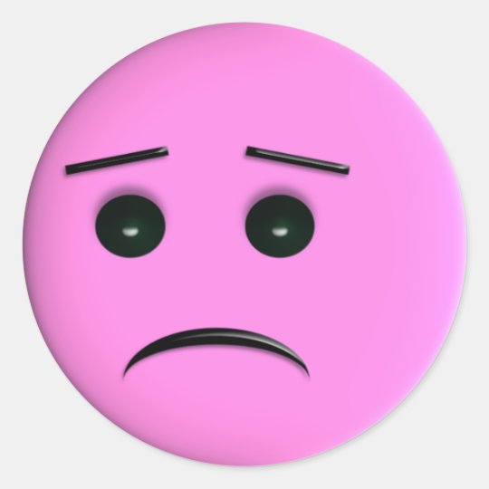 Sad Pink Face Classic Round Sticker | Zazzle.com