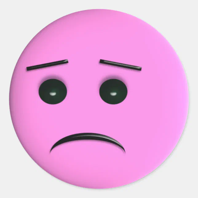 Sad Pink Face Classic Round Sticker | Zazzle