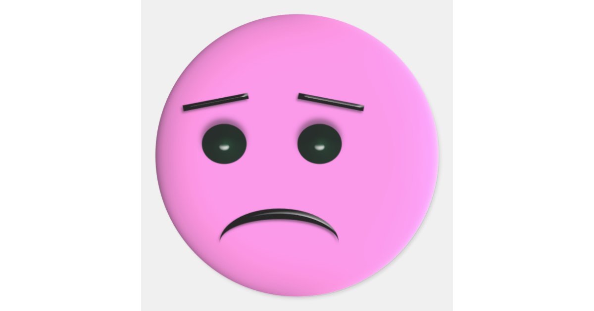 Sad Pink Face Classic Round Sticker | Zazzle