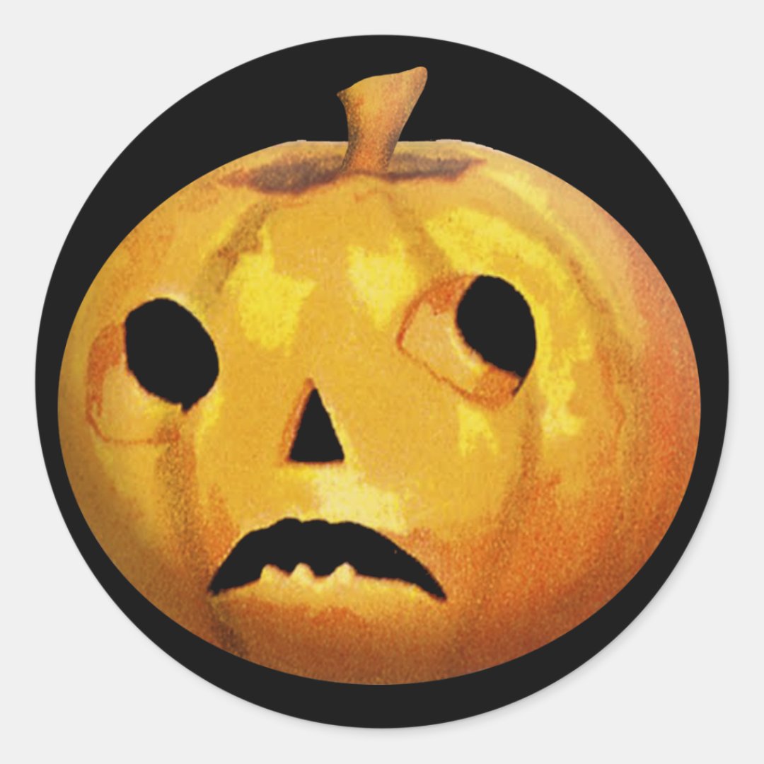 Sad Pumpkin Face for Halloween Fun Stickers | Zazzle