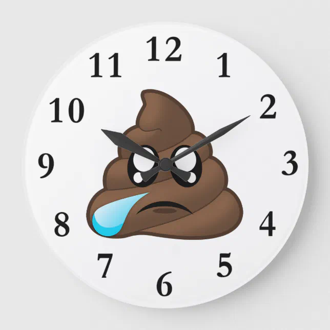 Sad Tear Poop Emoji Large Clock | Zazzle