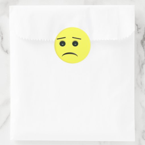 Sad Yellow Face Sicker Classic Round Sticker | Zazzle