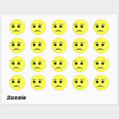Sad Yellow Face Sicker Classic Round Sticker | Zazzle
