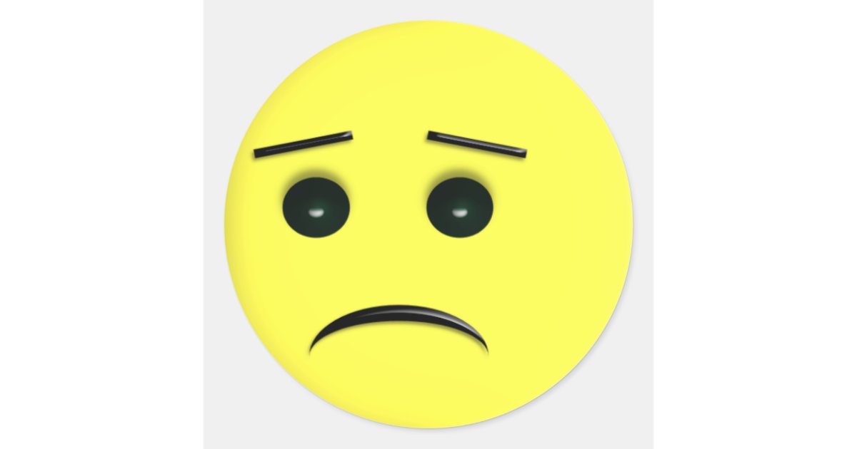 Sad Yellow Face Sicker Classic Round Sticker | Zazzle