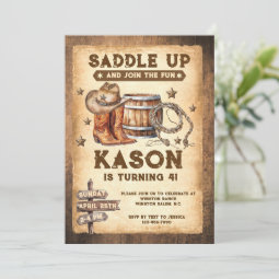Saddle Up Country Western Cowboy Invitation | Zazzle
