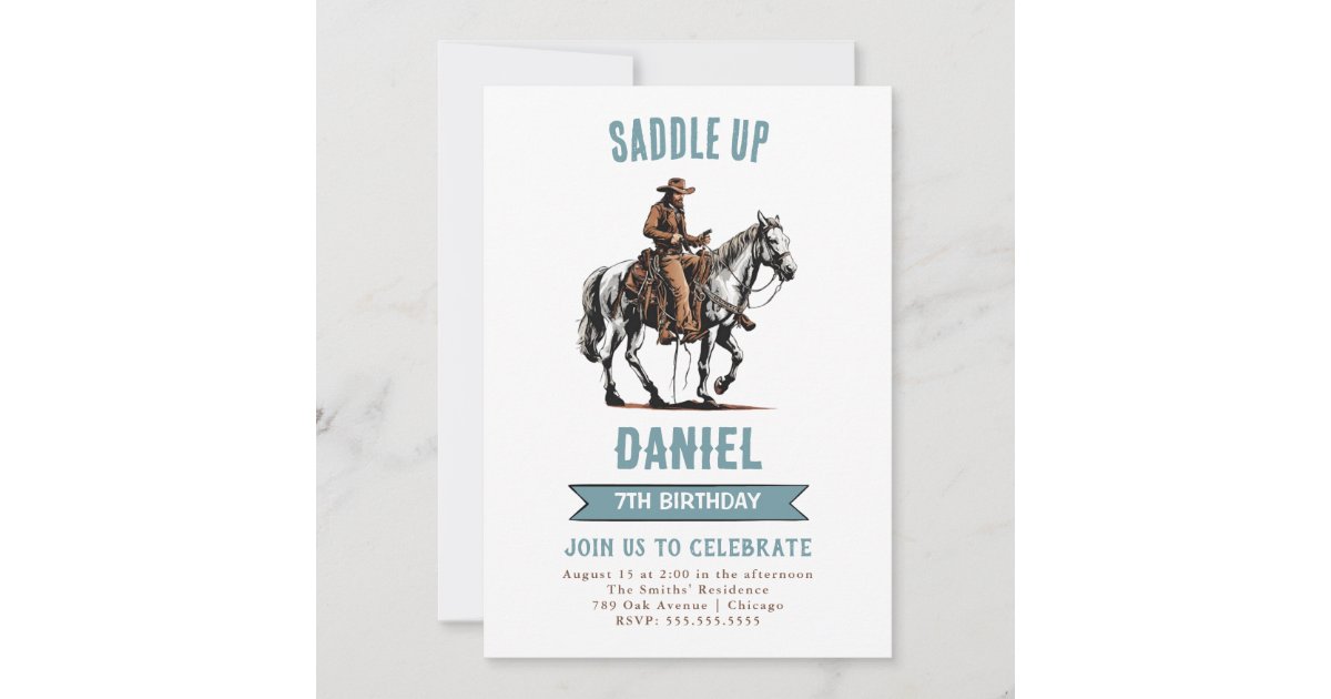 Saddle Up Cowboy Birthday Invitation | Zazzle