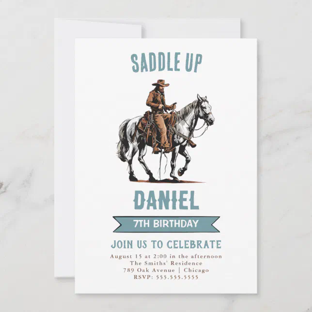 Saddle Up Cowboy Birthday Invitation | Zazzle