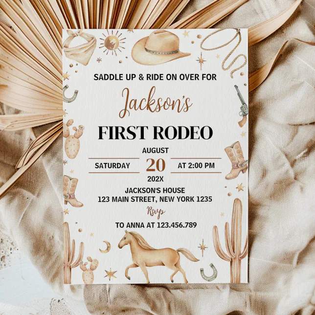 Saddle Up First Rodeo Birthday Invitation | Zazzle