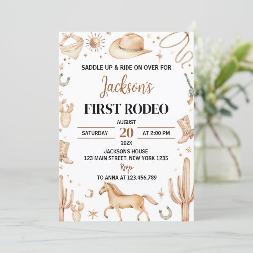 Saddle Up First Rodeo Birthday Invitation | Zazzle