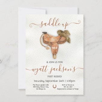 Saddle up First Rodeo Cowboy Birthday Party Invitation | Zazzle