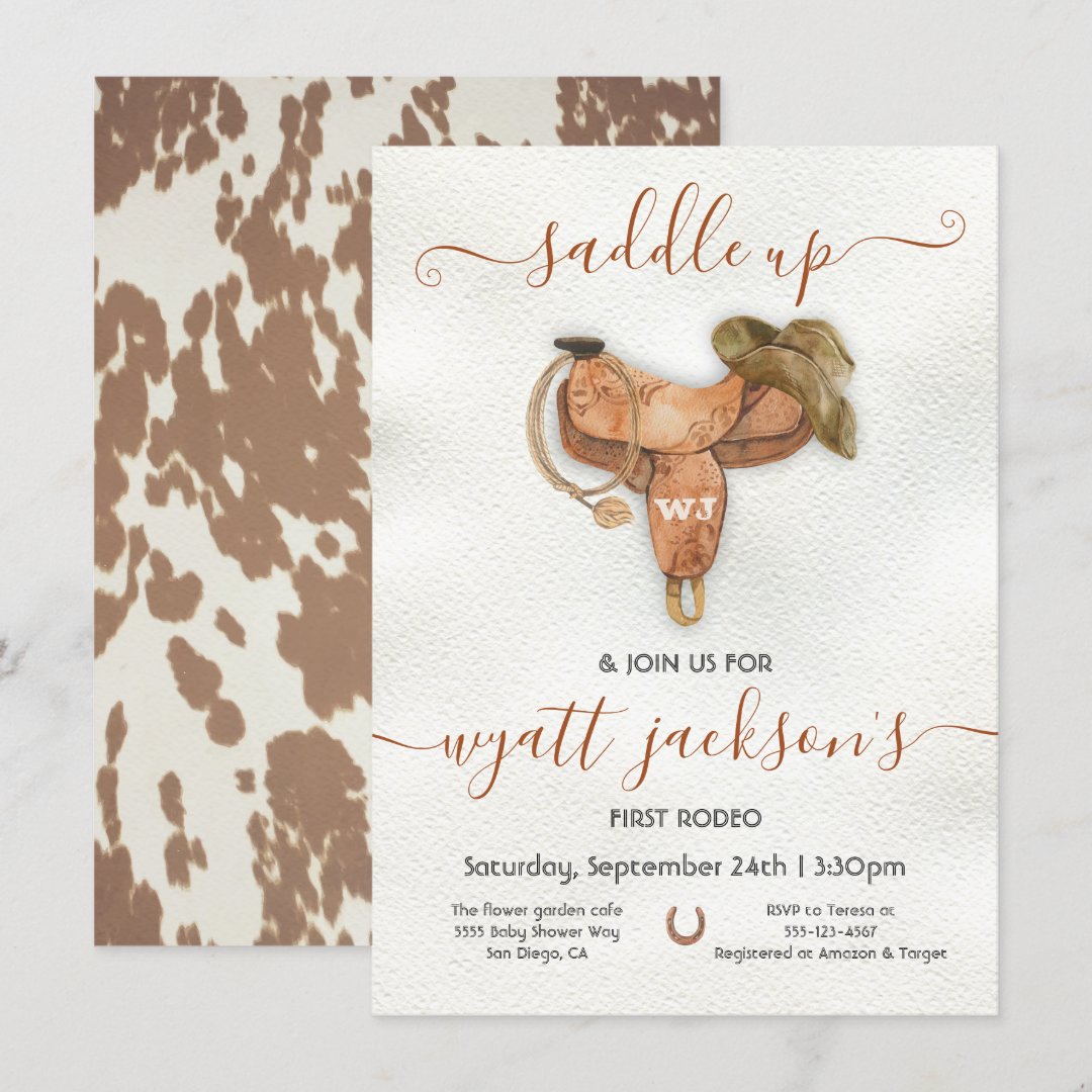 Saddle up First Rodeo Cowboy Birthday Party Invitation | Zazzle