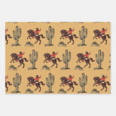 Saddle up First Rodeo Cowboy Retro Woodcut Wrapping Paper Sheets | Zazzle