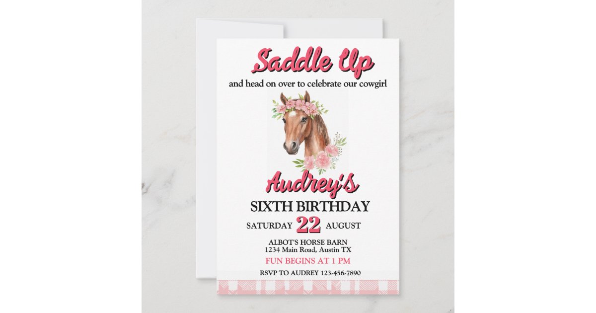 Saddle Up Girls Western Brithday Invitation | Zazzle