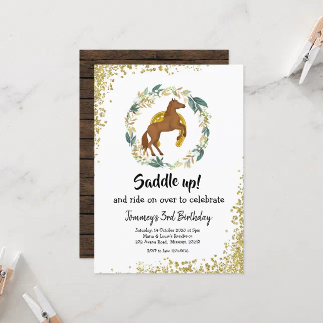 Saddle Up Horse Birthday Party Invitation | Zazzle