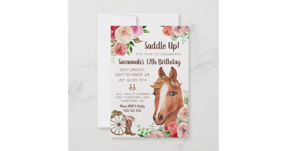 Saddle Up! It's time to celebrate! Horse Birthday Invitation | Zazzle