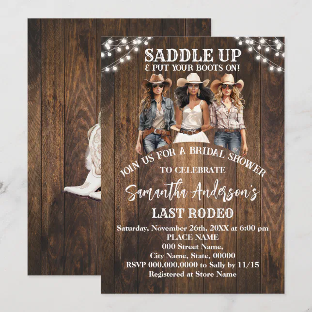 Saddle Up Put Your Boots Cowgirl Bridal Shower Invitation | Zazzle
