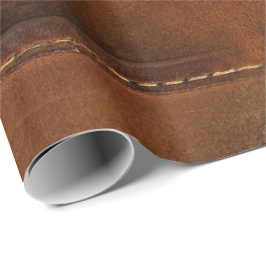 Saddle Up Tan Faux Leather Wrapping Paper | Zazzle.com