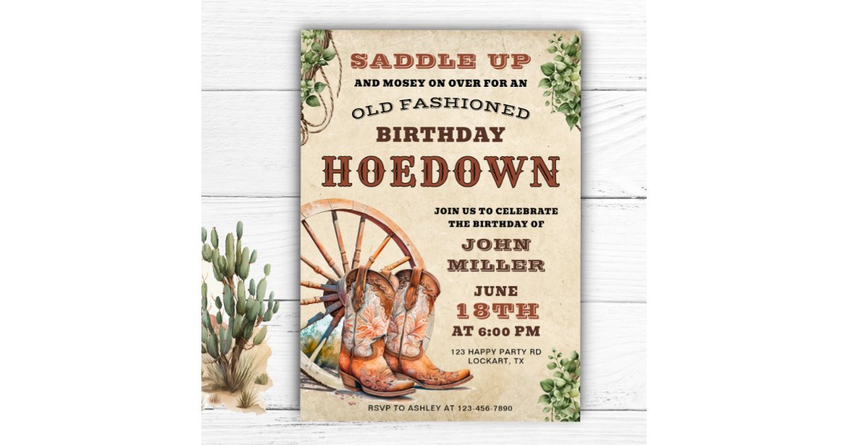 Saddle Up! Western Hoedown Birthday Party Cowboy Invitation | Zazzle