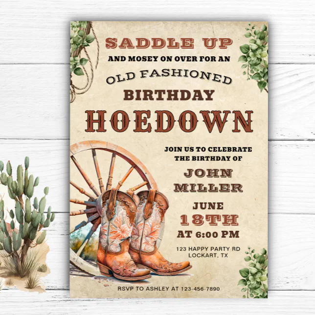 Saddle Up! Western Hoedown Birthday Party Cowboy Invitation | Zazzle