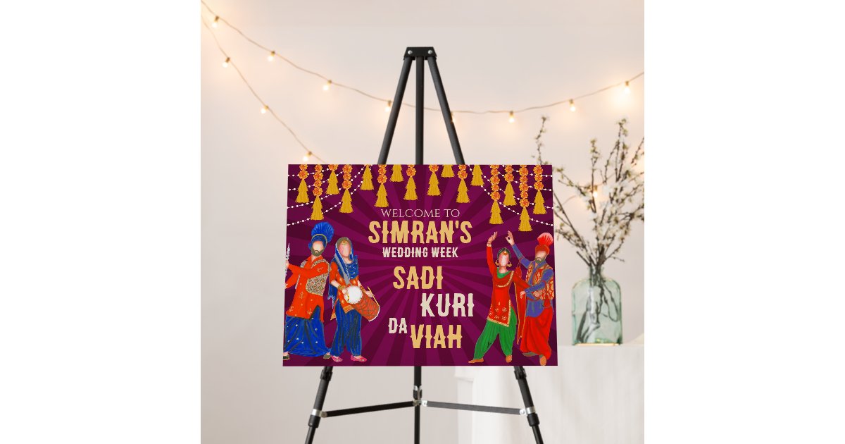 Sadi Kuri da Viah Punjabi Wedding Welcome sign | Zazzle