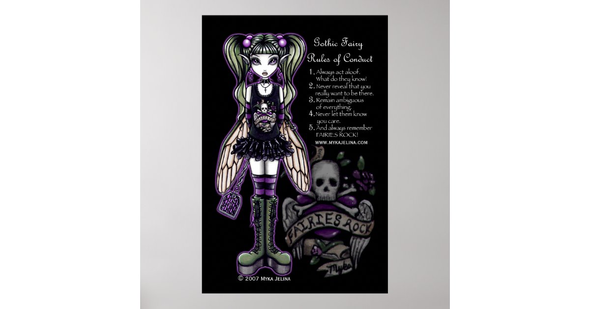 Sadie Gothic Faery Rules of Conduct Poster | Zazzle
