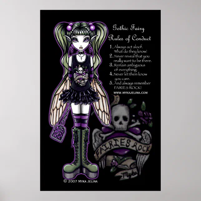 Sadie Gothic Faery Rules of Conduct Poster | Zazzle