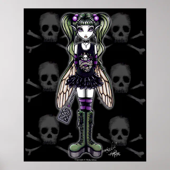 "Sadie" Gothic Punk Bug Pixie Poster | Zazzle