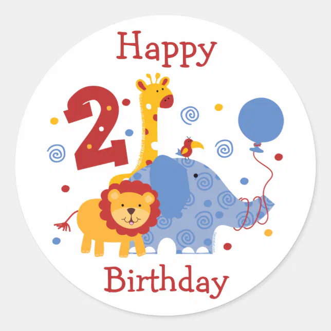 Safari 2nd Birthday Custom Sticker | Zazzle