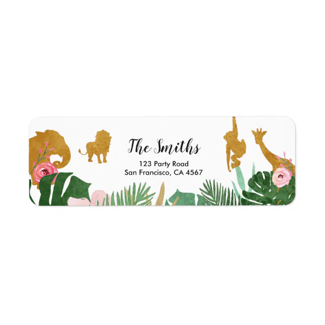 Safari Address Labels Wild one Animals Jungle Zoo | Zazzle